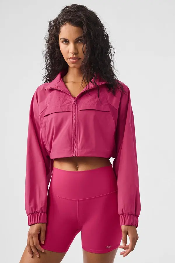 （48)alo ピンク ヨガウェア ジャケット Alo Yoga Cropped Playmaker Jacket In Size - Pink Summer Crush